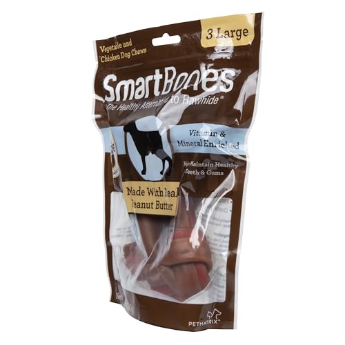 SmartBones Dog Chews, Treat Your Dog to Rawhide-Free Dog Bones, Made With Real Meat and Vegetables, 3 Large