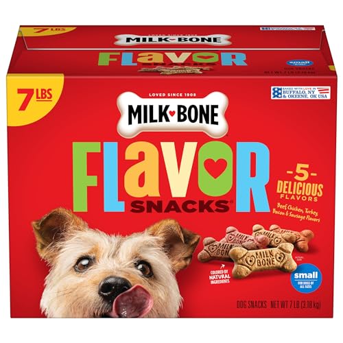 Milk-Bone Flavor Snacks Small Dog Biscuits, Flavored Crunchy Dog Treats, 7 Pound Box