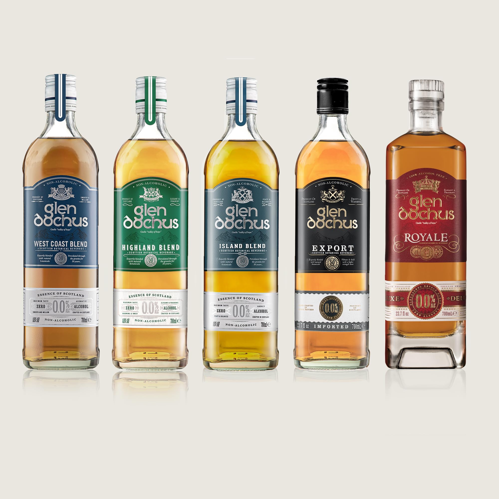 Glen Dochus Export Blend Non Alcoholic Whiskey, Award Winning Aromatic and Warming Scottish Non Alcoholic Spirits - Halal, Low Sugar, Vegan and Gluten Free, Part of the Spirits of Virtue Range (700ml)