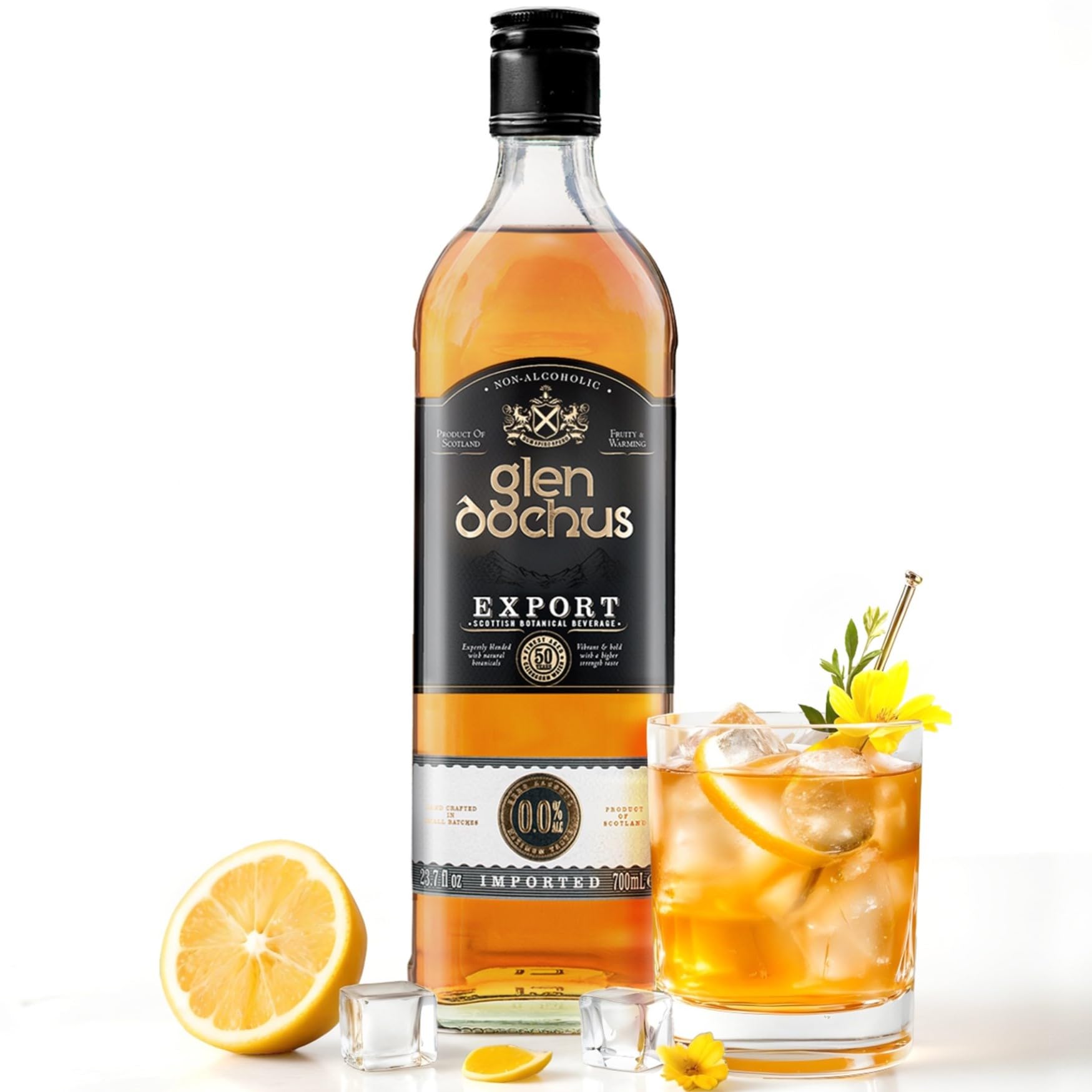 Glen Dochus Export Blend Non Alcoholic Whiskey, Award Winning Aromatic and Warming Scottish Non Alcoholic Spirits - Halal, Low Sugar, Vegan and Gluten Free, Part of the Spirits of Virtue Range (700ml)