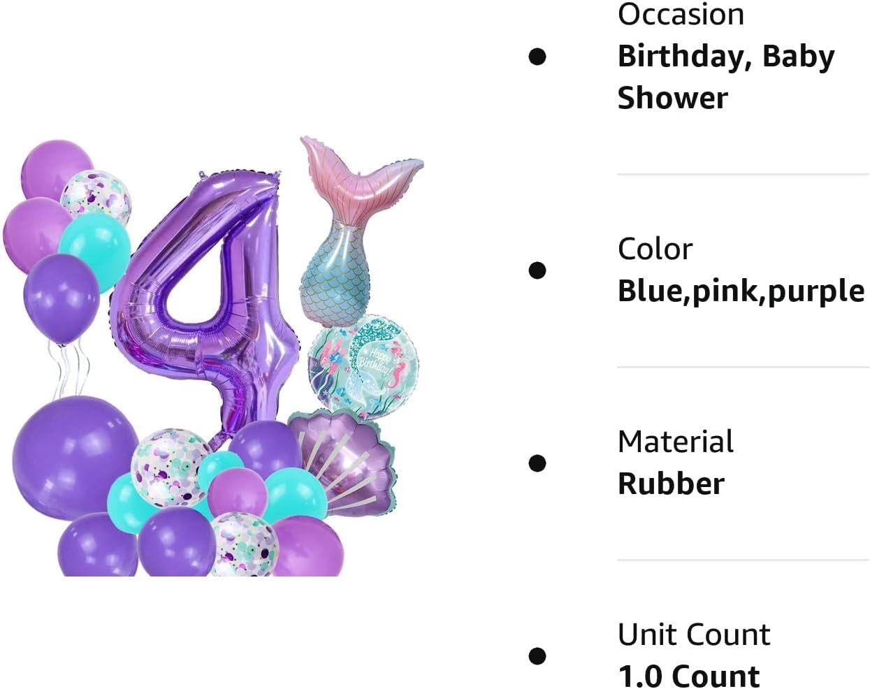 Beauty Fish Birthday Decoration, Balloon Tail Shell Foil Latex Balloons Set, Ocean Themed Beauty Fish for Girls 4th Birthday(21Pcs)