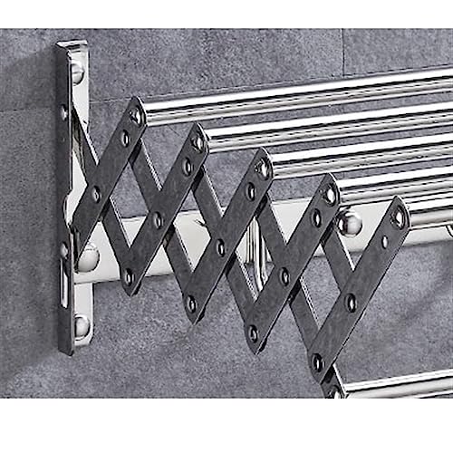 FAXIOAWA Retractable Wall-Mounted Dryer Folding Clothes Drying Rack 50-100Cm 6 Rail Towel Bar Hook Pole Airer Washing Line Bathroom Dryer Balcony Indoor Outdoor,60cm