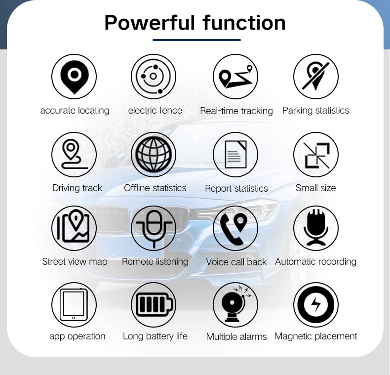GPS Strong Magnetic Car Vehicle Tracking Anti-Lost Tracker, Multi-Function GPS Mini Locator, Monitoring, Automatic Recording/Voice Activated Callback with App, for Vehicles