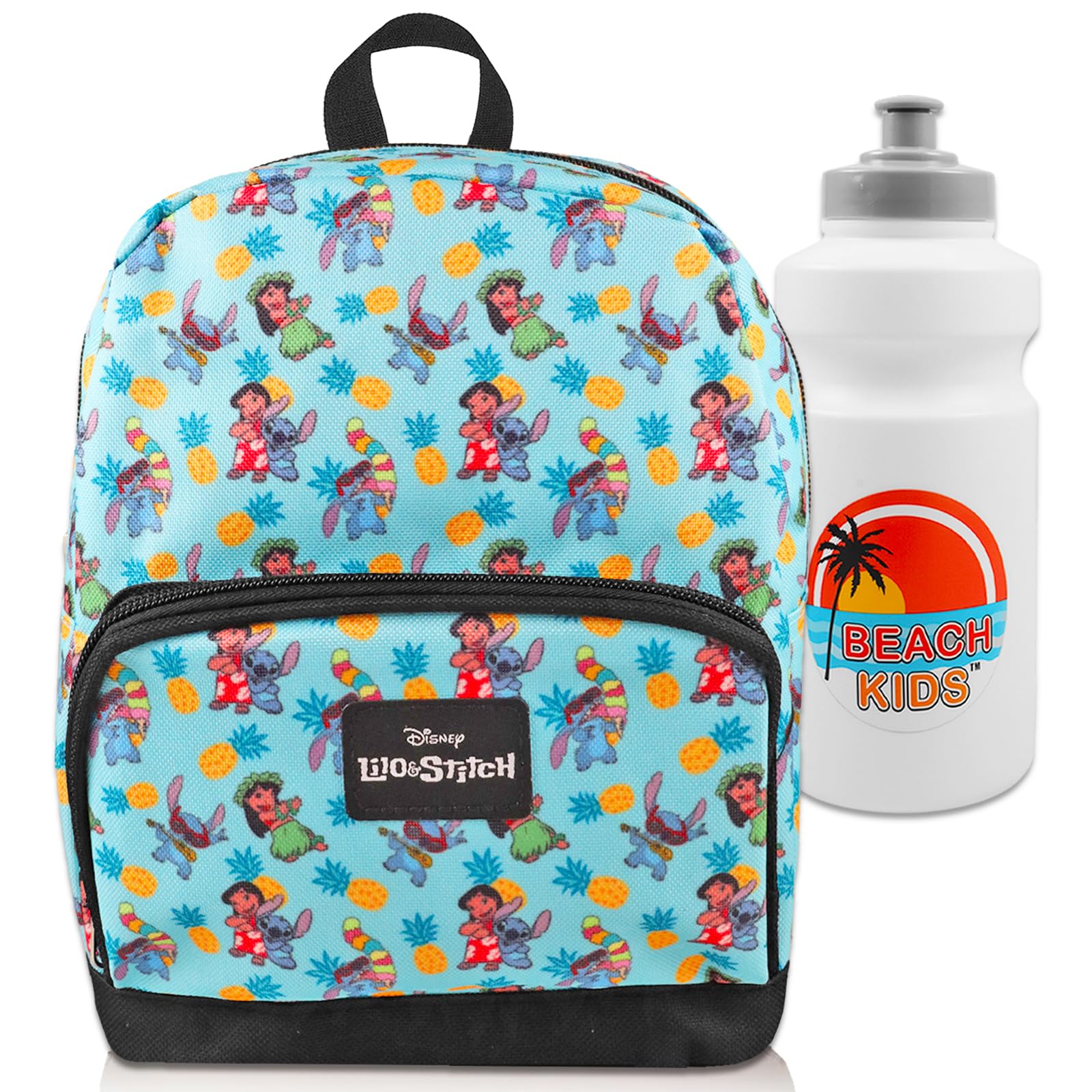 Lilo and Stitch Mini Backpack for Girls - 10” Canvas Stitch Backpack with Front Pocket Plus Bottle | Lilo and Stitch Backpack Bundle