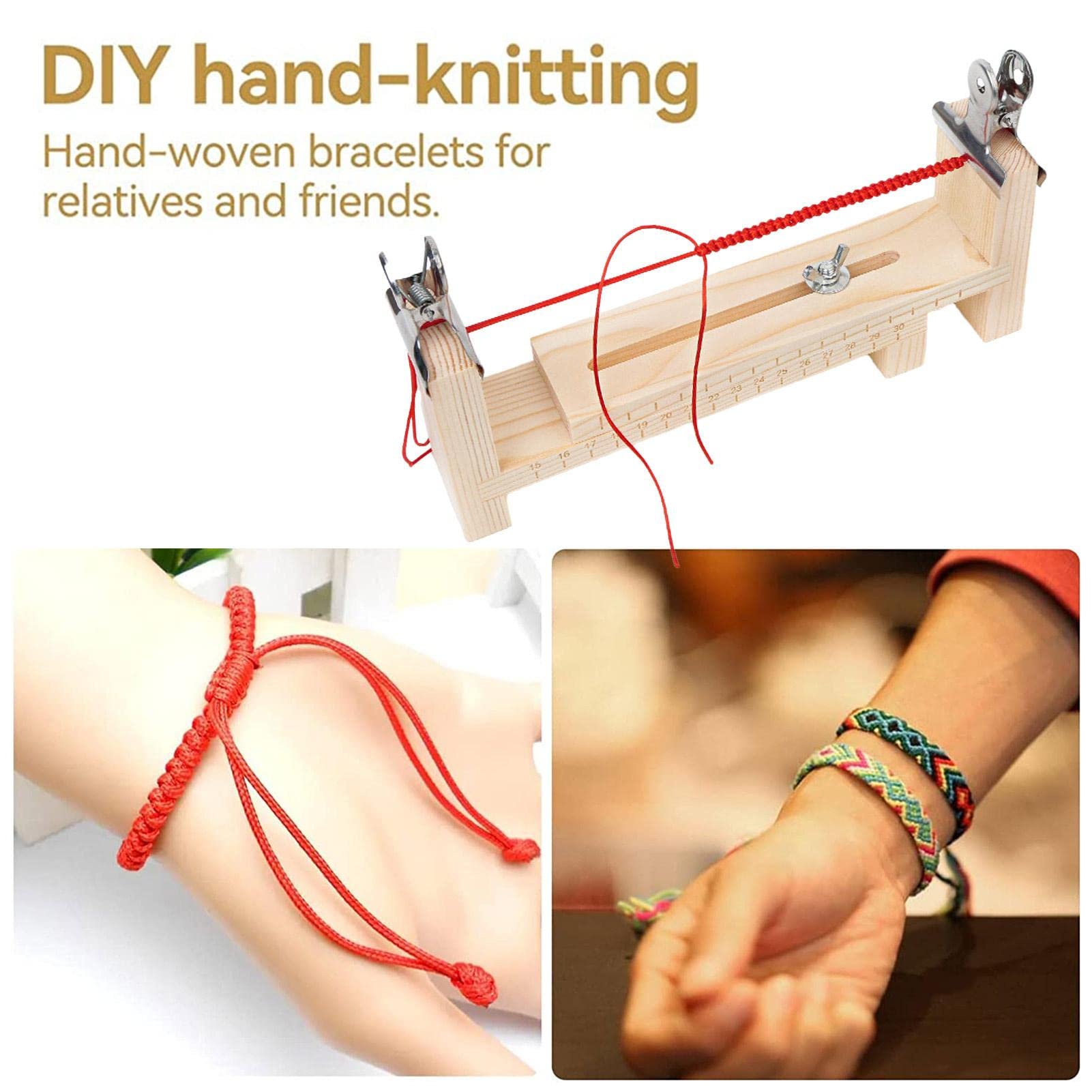 Joyivike Paracord Jig Bracelet Maker, Wooden Jig Bracelet Maker, U Shape Clear Scale Bracelet Maker with 2 Clamp, Wristband Maker, DIY Hand Knitting Bracelet Making Jig Bracelet Braiding Tool