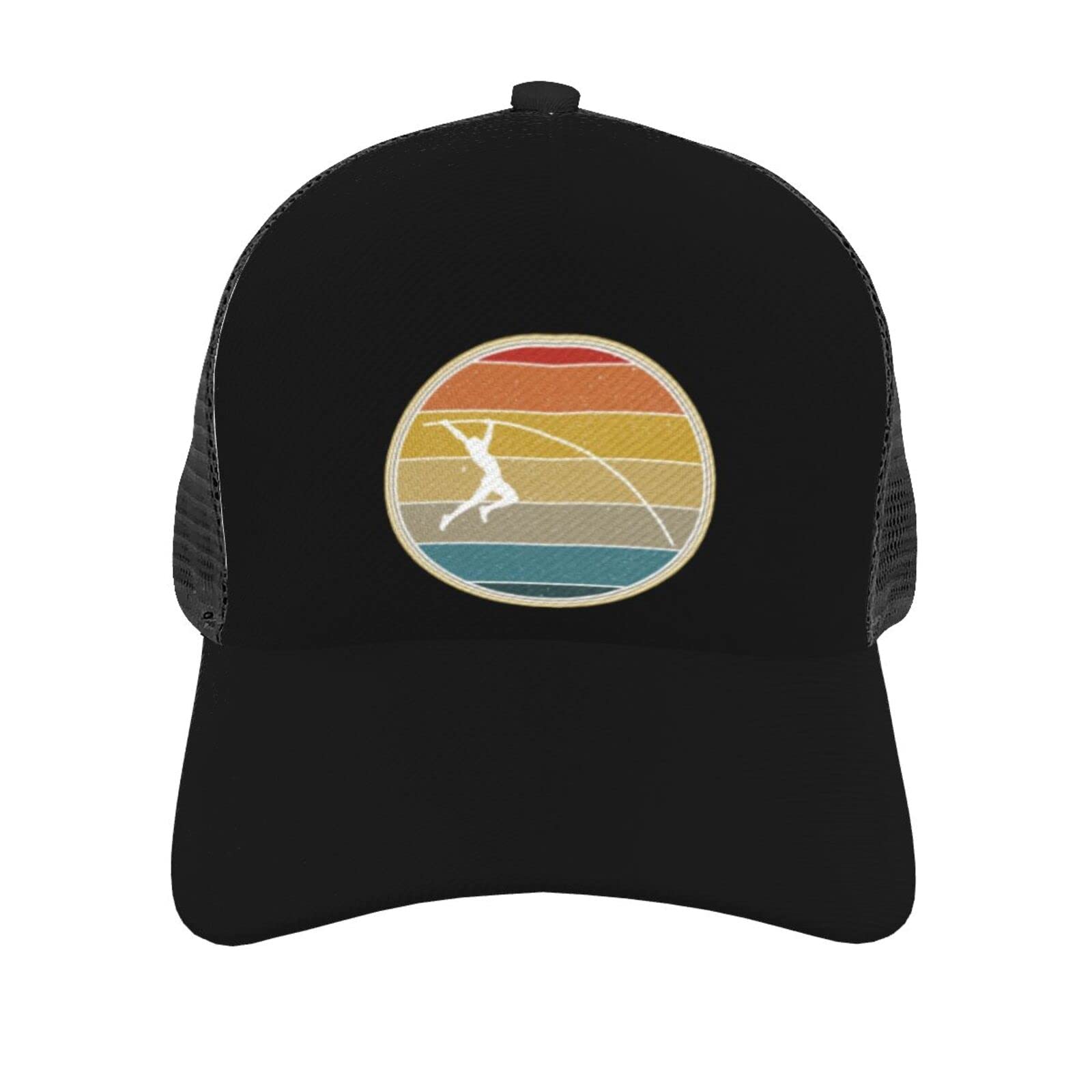 Retro Pole Vault Men's and Women's Mesh Hat Baseball Hat Sandwich Hat All Seasons Baseball Cap Black