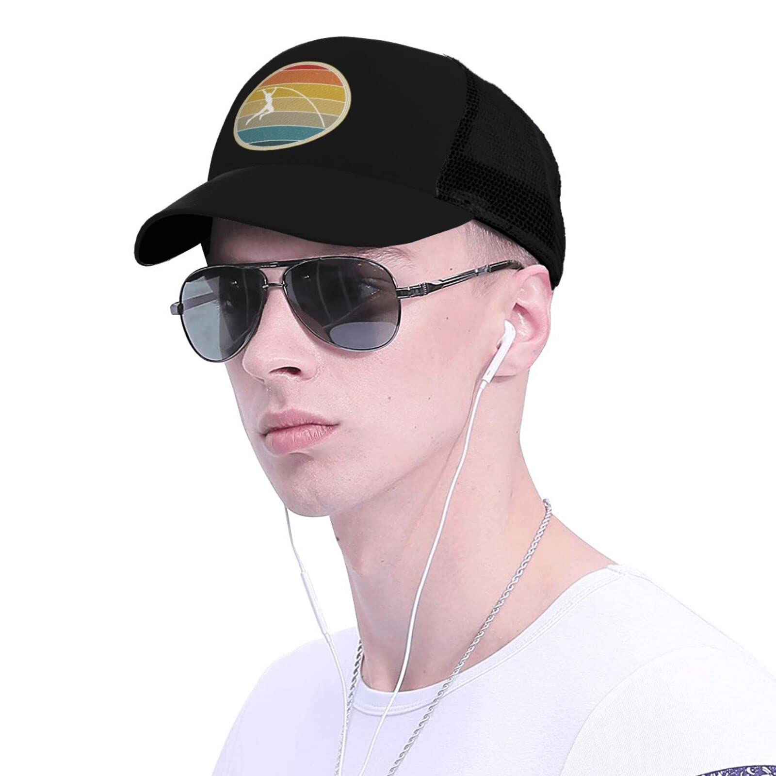 Retro Pole Vault Men's and Women's Mesh Hat Baseball Hat Sandwich Hat All Seasons Baseball Cap Black