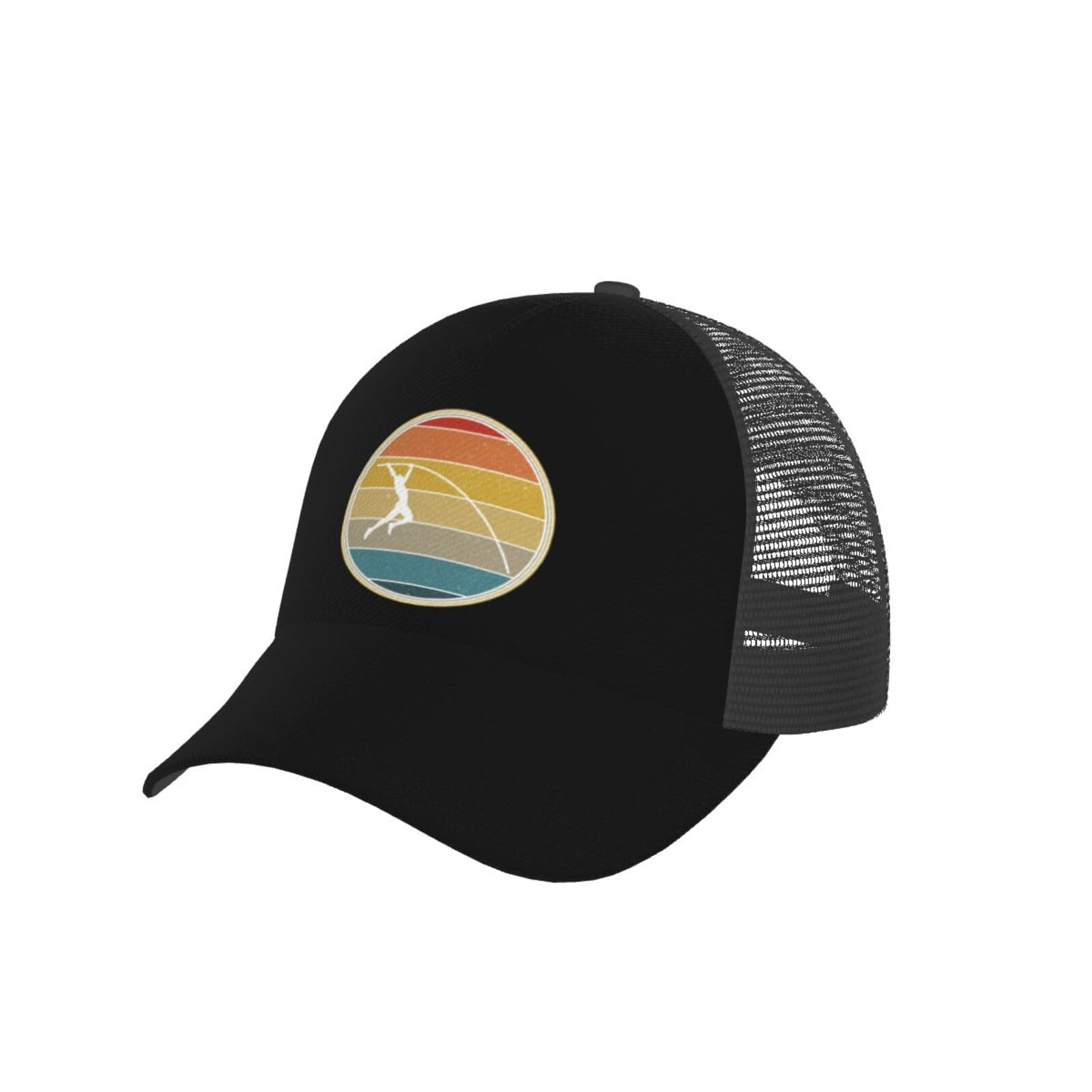 Retro Pole Vault Men's and Women's Mesh Hat Baseball Hat Sandwich Hat All Seasons Baseball Cap Black