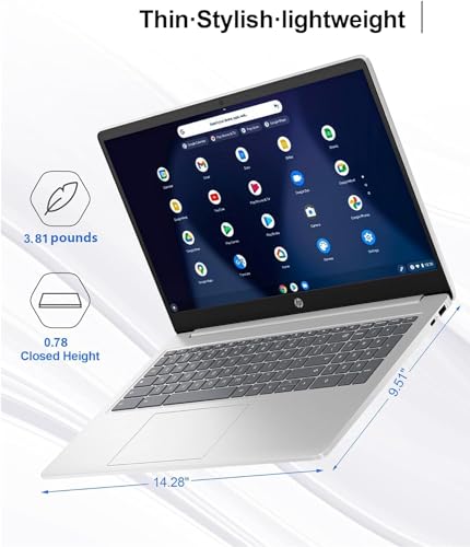 HP Chromebook Laptop, 15.6 Inch Laptop for College Students, Intel Processor N200 (Beat i5-8250U), 8GB DDR5 RAM, 128GB Storage (64GB eMMC + 64GB SD Card), Natural Silver, PCM