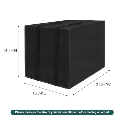 Window Air Conditioner Cover Outdoor, TRELC 600D Heavy Duty Waterproof Defender Winter AC Window Units Cover with Adjustable Straps, Bottom Covered (21.26" x 15.74" x 14.56")