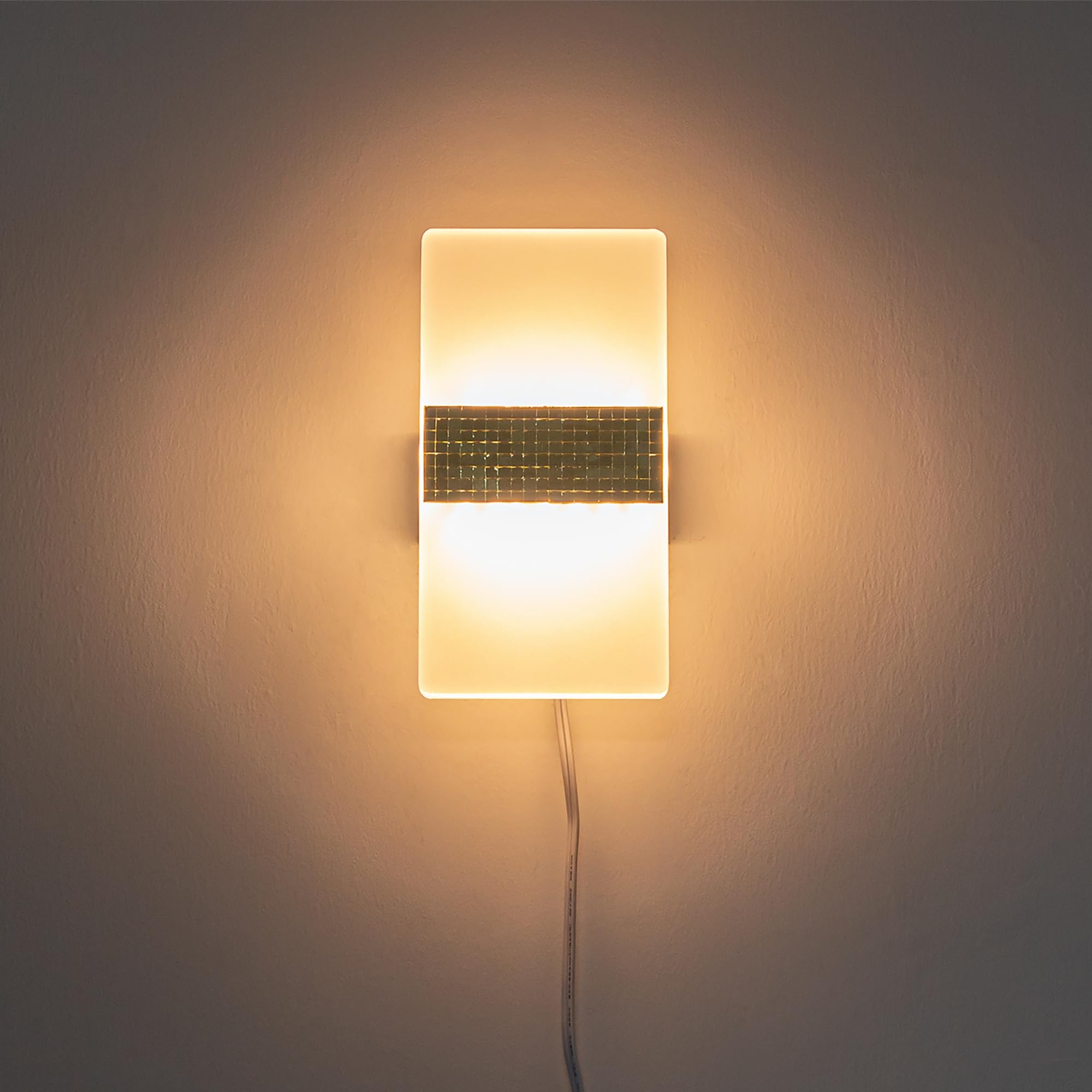 SKIVTGLAMP Frosted Acrylic Wall Sconce Plug-in Cord, No Drilling Wall Mounted Warm LED Lamp Rectangle Farmhouse Wall Hanging Lamp for Home Decor Gallery Customizable 2 Lights
