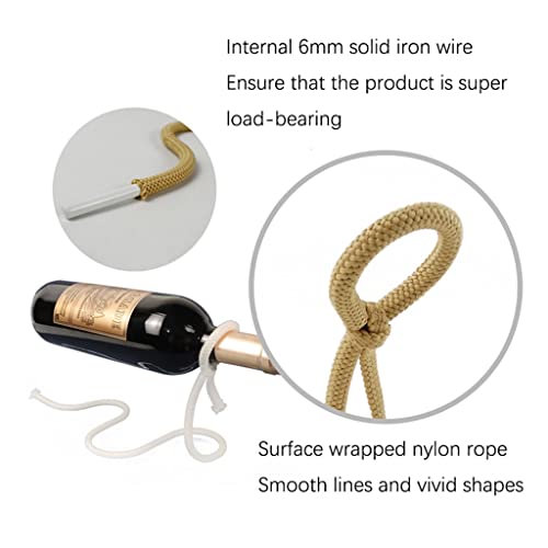 RENSLAT Creative Suspended Rope Wine Rack Serpentine Snake Bracket Bottle Holder Bar Cabinet Display (Color : Black, Size : Fits All)