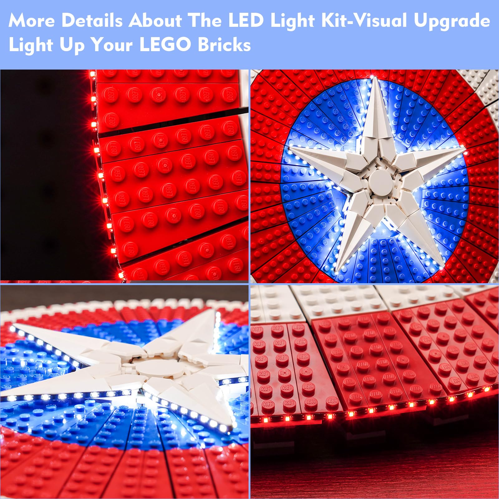 VONADO LED Light Kit Compatible with Lego Captain America's Shield 76262, DIY Creative Lighting Set Accessories Compatible with Lego 76262 Building Set (Lights Only, No Models)