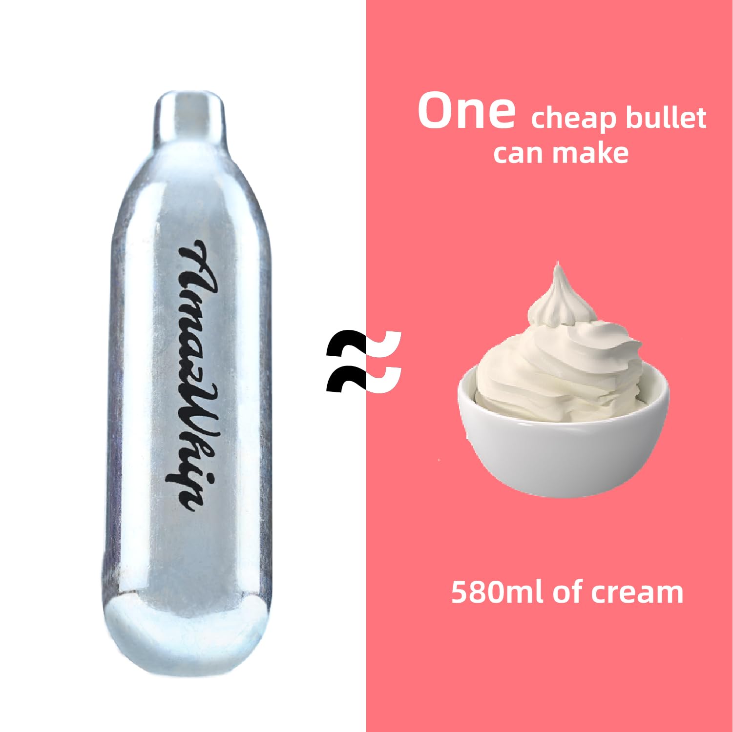 AmazWhip 8.5g Cream Chargers, Whipped Cream Cartridge PACK OF 50 For Whip Cream Charger Dispensers (50 pack)