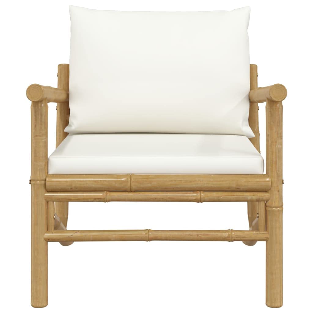 FAMIROSA Patio Chairs 2 pcs with Cream White Cushions Bamboo,19.5 KG,363462