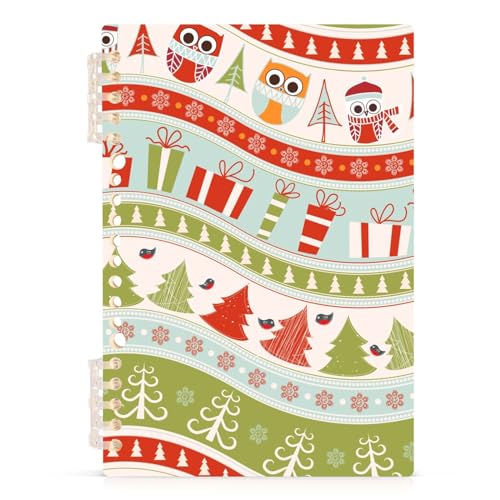 SPRIPORT Christmas Trees Owls Spiral Journal Notebook for Women Men A5 Memo Notepad Sketchbook with Durable Hardcover & 60 Pages Writing Journal for Boys Grils Study Notes Work School Journaling