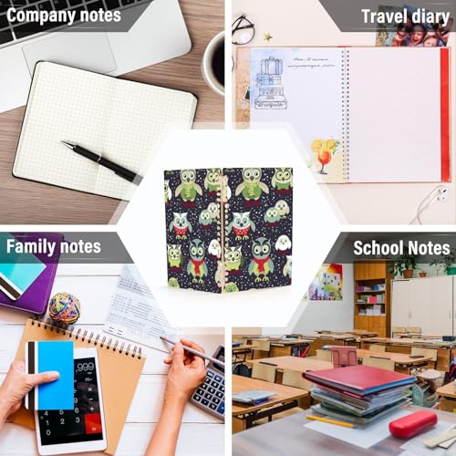 SPRIPORT Christmas Night Owls Spiral Journal Notebook for Women Men A5 Memo Notepad Sketchbook with Durable Hardcover & 60 Pages Diary Spiral Book for Journaling Boys Grils Study Notes Work School