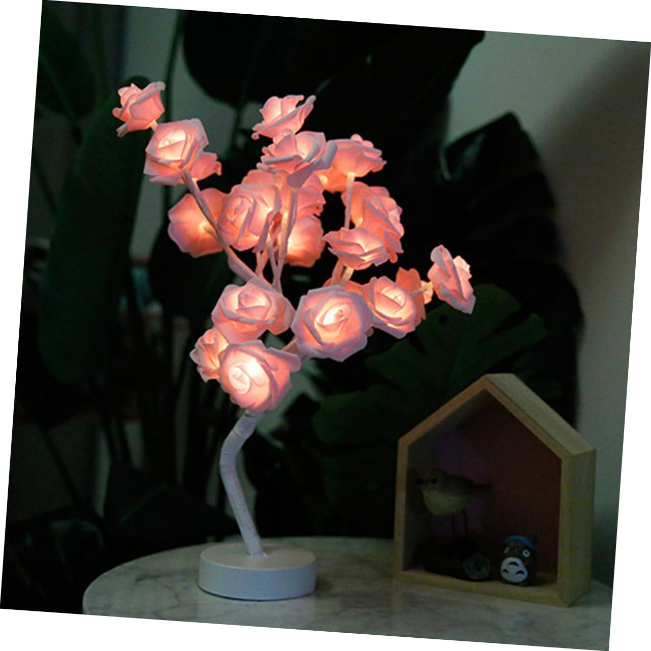 DOITOOL Rose Tree Lamp Led Night Light Decorative Home Lighting Warm White Table Lamp Battery Cozy Atmosphere