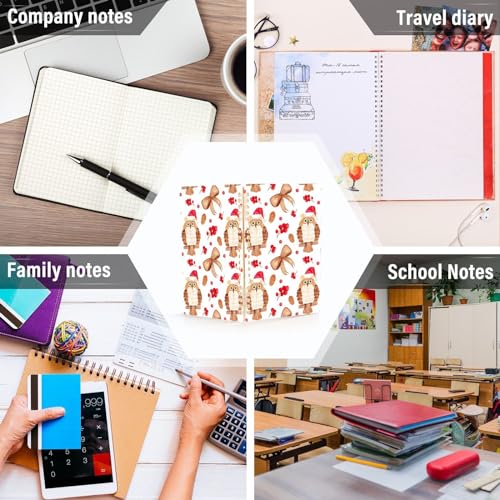 SPRIPORT Christmas Hat Owls Spiral Journal Notebook for Women Men A5 Memo Notepad Sketchbook with Durable Hardcover & 60 Pages Diary Spiral Book for Boys Grils Study Notes Work School Journaling