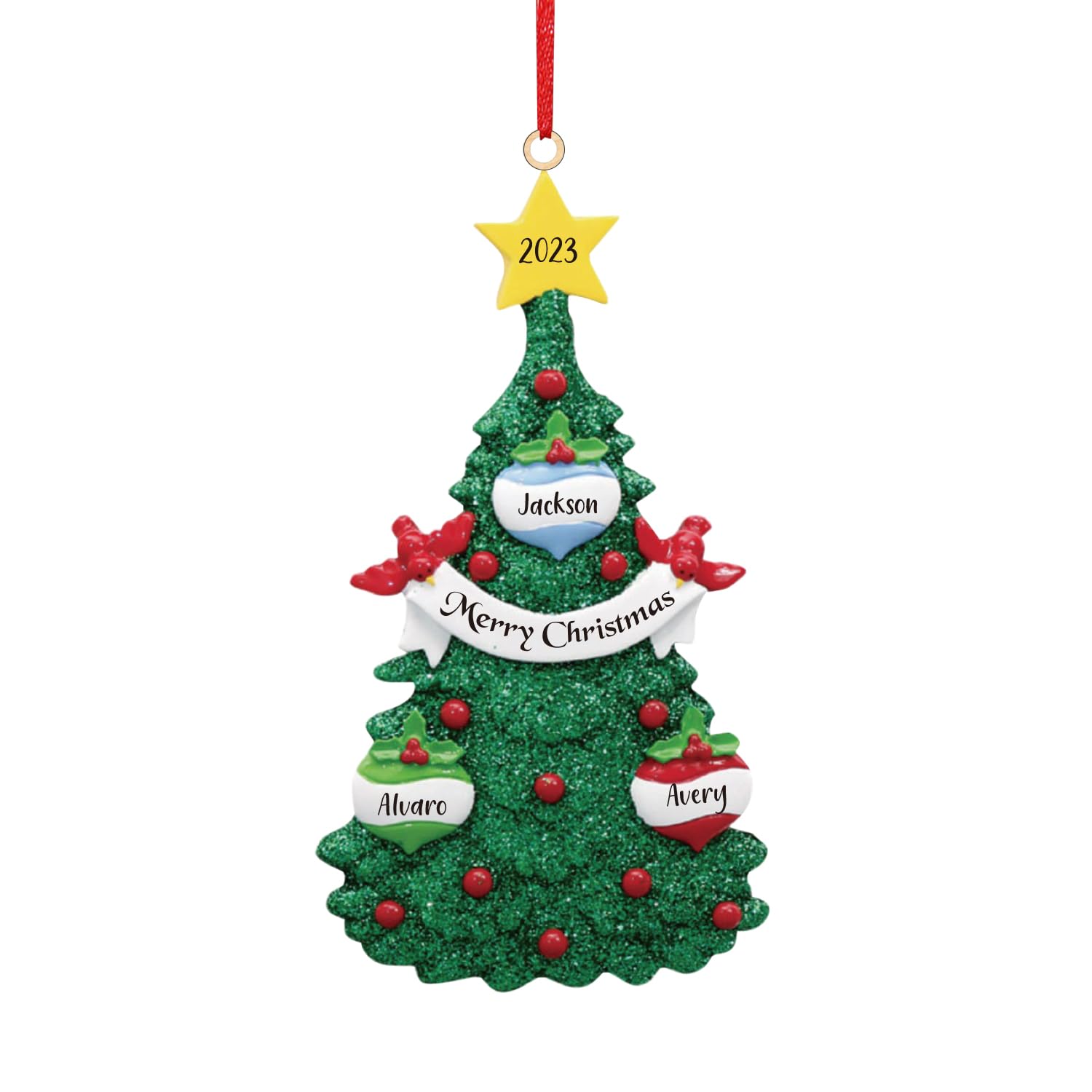 Personalized Christmas Ornaments Family Ornament Customized Family Name Christmas Decorations for Hanging Ornaments for Xmas Tree Gifts for Mom Dad Family Kids (Name 3)