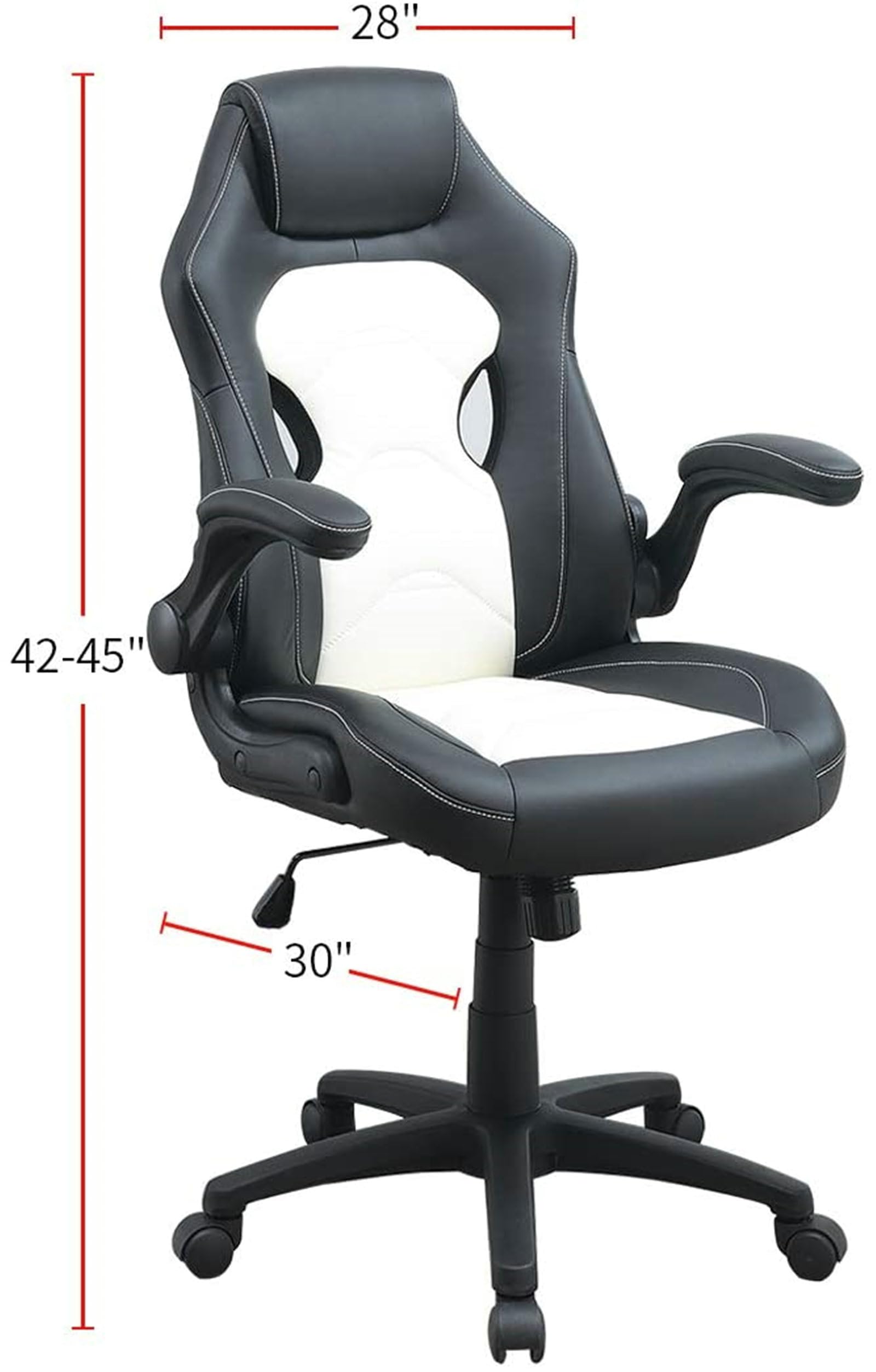 Aienid Fabric Black White Office Chair Upholstered 1Pc Comfort Chair Relax Gaming Office Chair Work