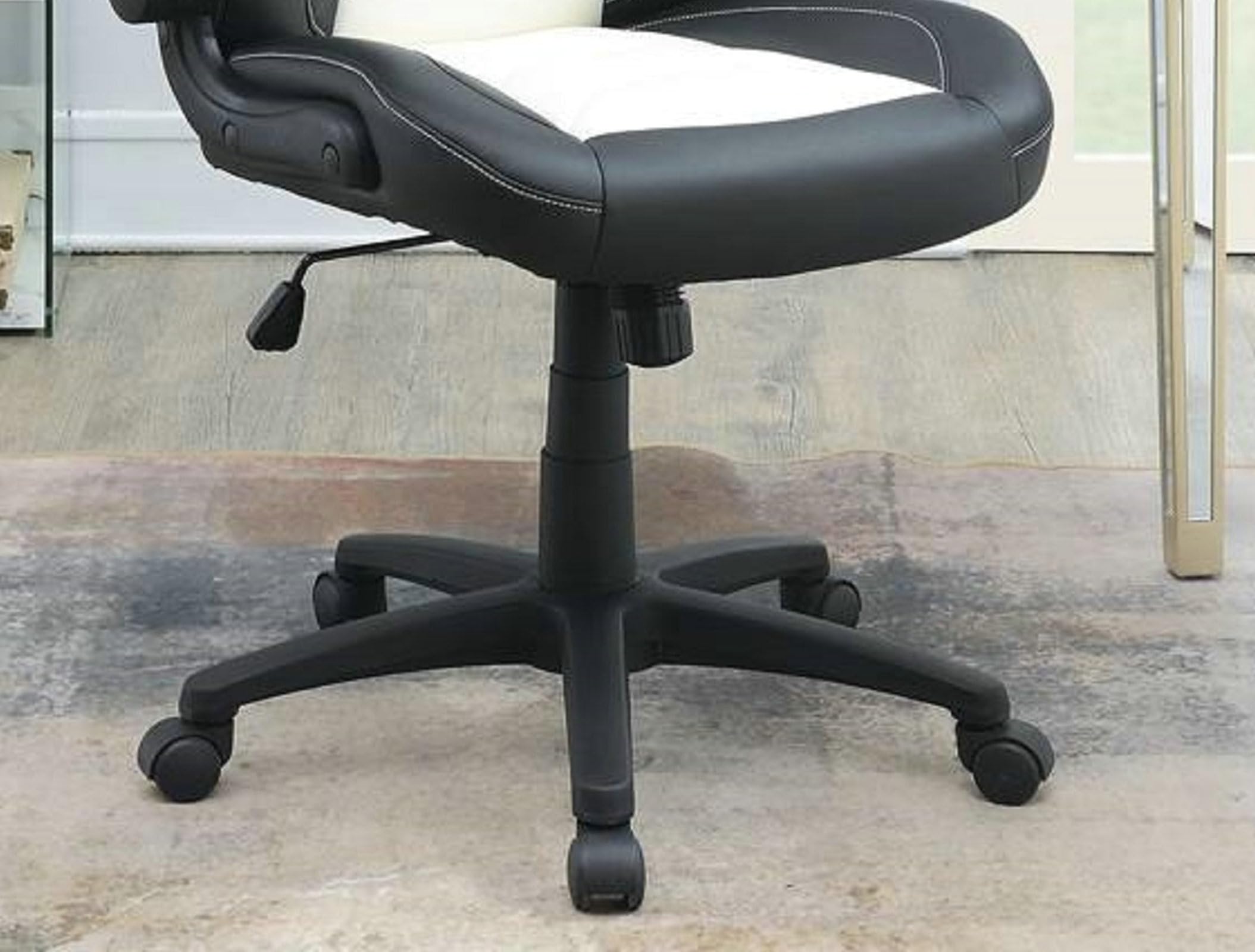 Aienid Fabric Black White Office Chair Upholstered 1Pc Comfort Chair Relax Gaming Office Chair Work