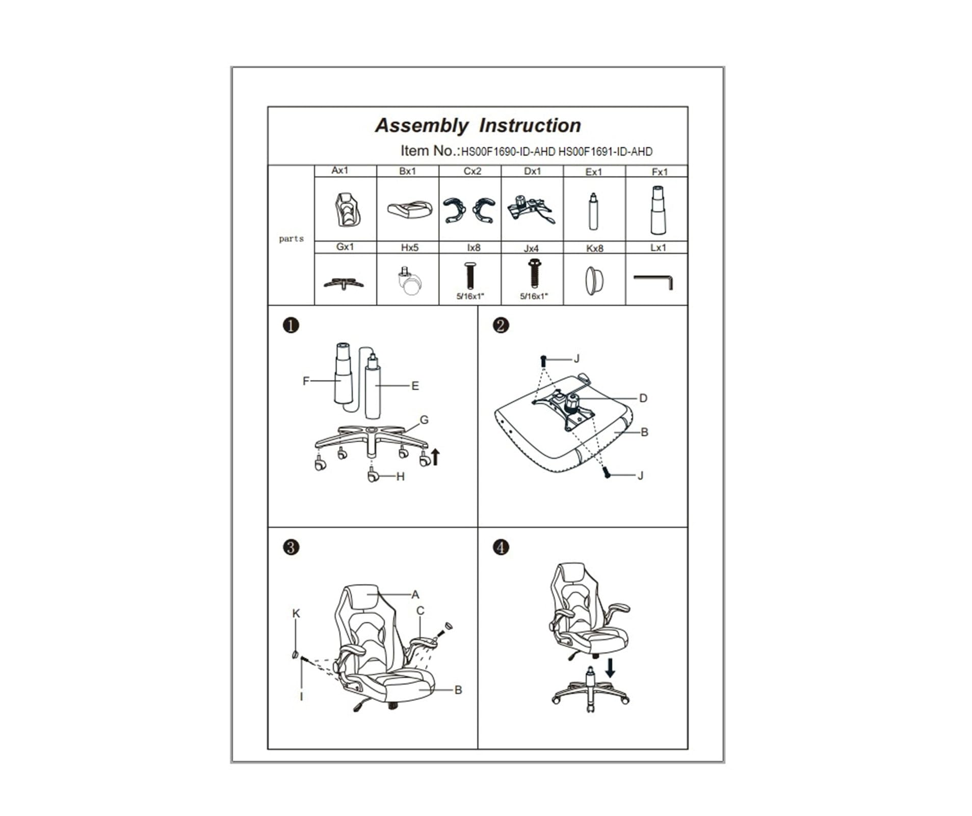 Aienid Fabric Black White Office Chair Upholstered 1Pc Comfort Chair Relax Gaming Office Chair Work