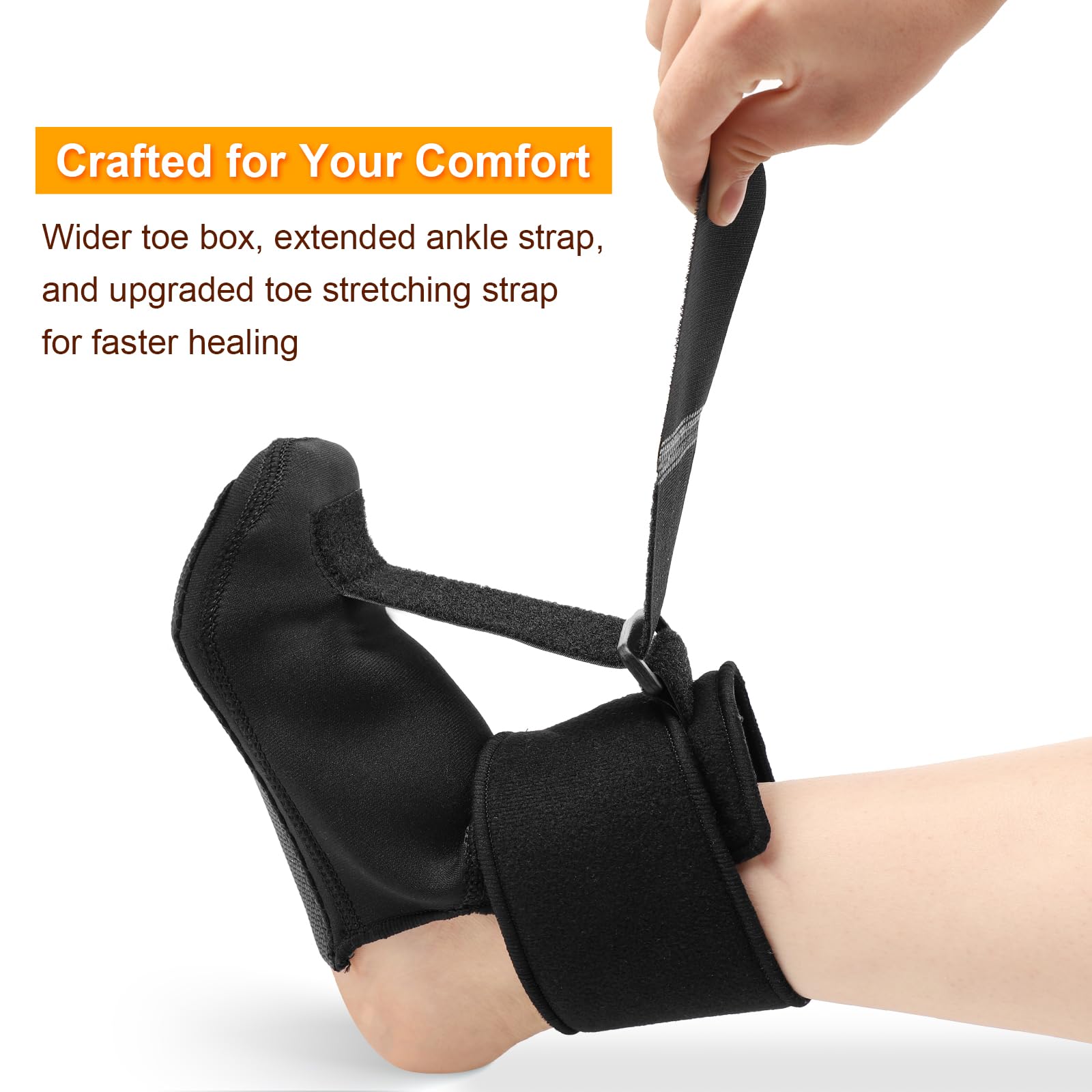PEUTIER Foot Support Brace, Adjustable Strap Ankle Compression Sock Wrap Night Splint Foot Drop Arch Support Soft Comfortable for Women Men (Medium)
