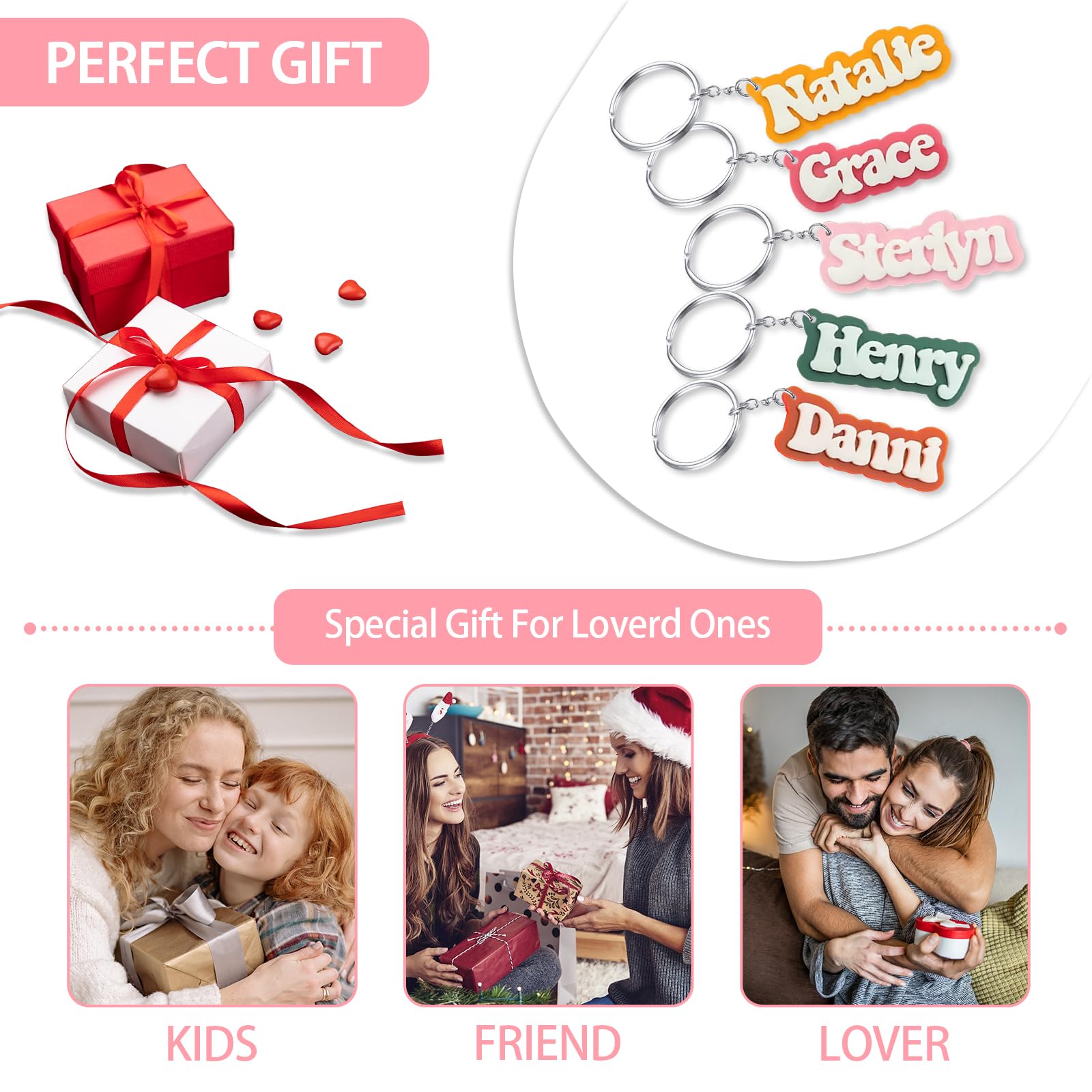 Custom Name Keychain Personalized, 3D Printed Personalized Name Keychains for Car Key, Backpack, Customized Key Chain for Women