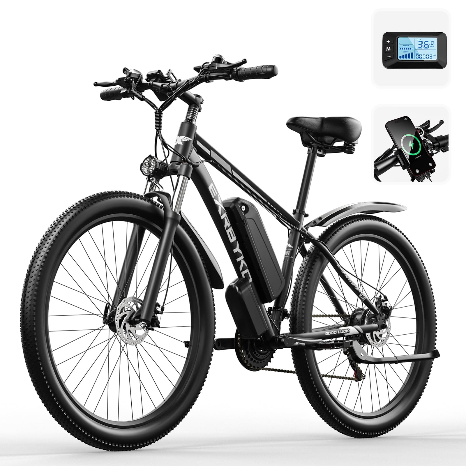 EXRBYKO Electric Bicycle, 29” Electric Bike for Adults 48V 17.5AH 840WH Battery, 1500W Peak 36mph Electric Mountain Bike, 80 Miles Ebike with 21-Speed Gears, Fast E Bike for Commuter, 330LBS Load