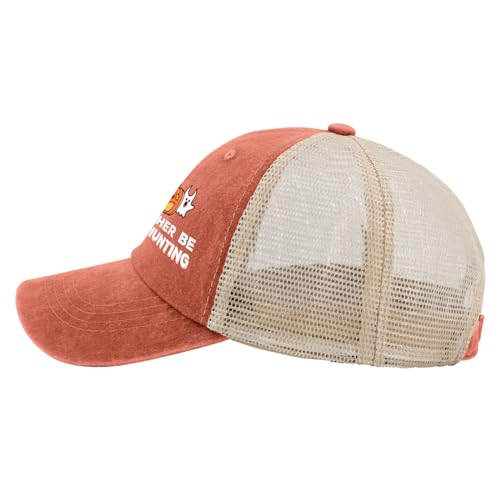 Dad Hat I'd Rather Be Ghost Hunting Trucker Hat Women Funny Mesh Hat for Summer Orange
