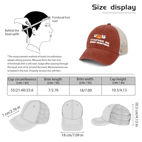 Dad Hat I'd Rather Be Ghost Hunting Trucker Hat Women Funny Mesh Hat for Summer Orange