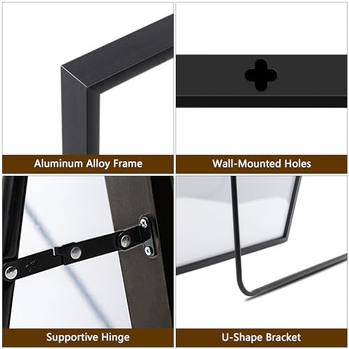 Dolonm 65x22 Inch Full Length Mirror, Modern Design Standing Floor Mirror, Full Body Mirror for Living Room, Bedroom, Bathroom, Cloakroom, Hallway, Black(Aluminum Alloy Frame)