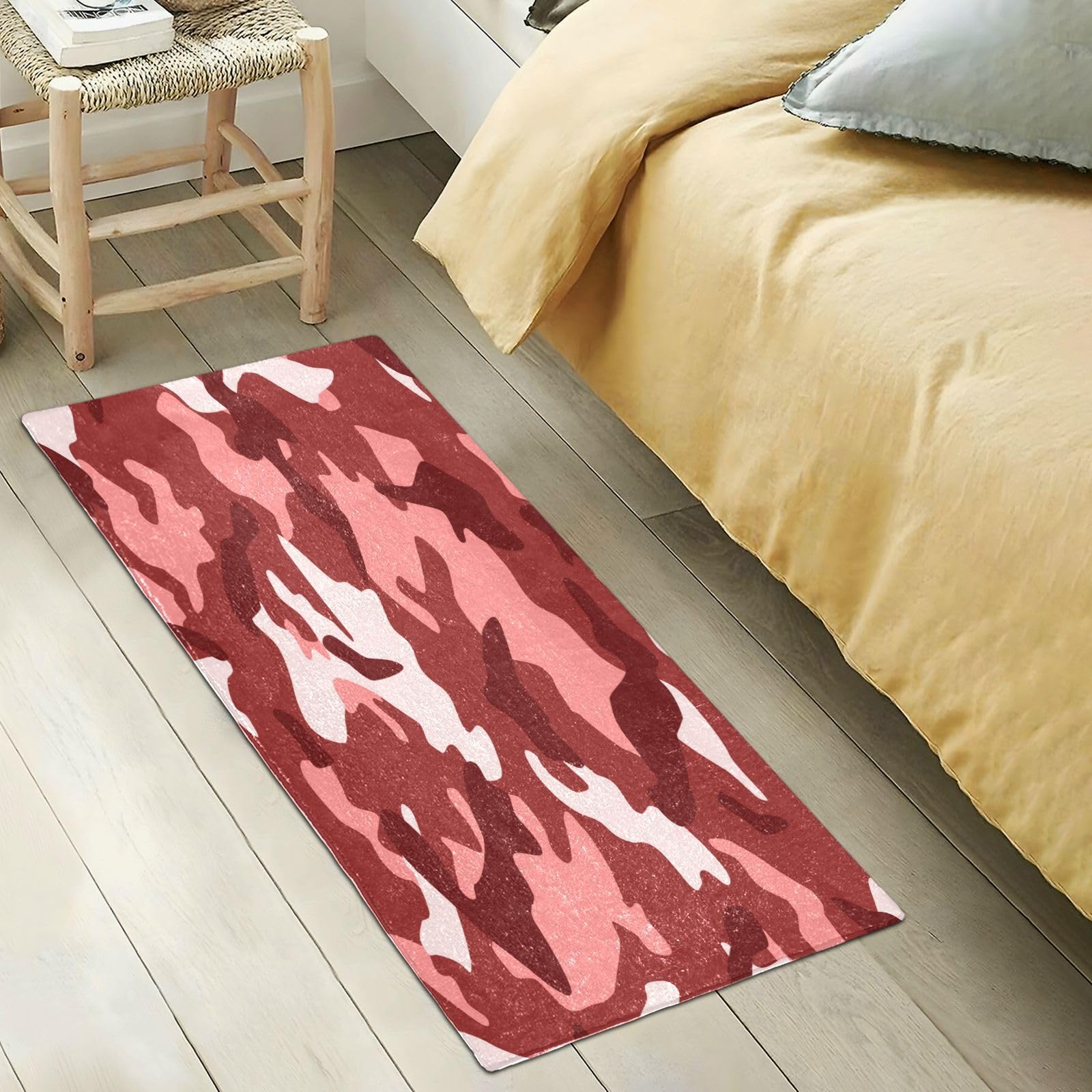 YETTASBIN Red Camo Area Rug, Anti Fatigue Large Floor Mat, Soft Absorbent Washable Plush Carpet with Non-Slip Rubber Back for Entryway, Bedroom, Sink, Kitchen, Bathroom, 39 x 20 Inch