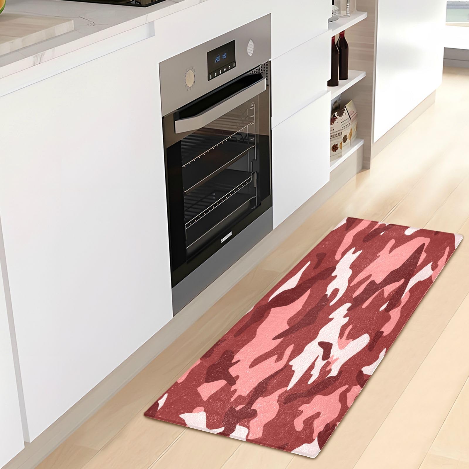 YETTASBIN Red Camo Area Rug, Anti Fatigue Large Floor Mat, Soft Absorbent Washable Plush Carpet with Non-Slip Rubber Back for Entryway, Bedroom, Sink, Kitchen, Bathroom, 39 x 20 Inch