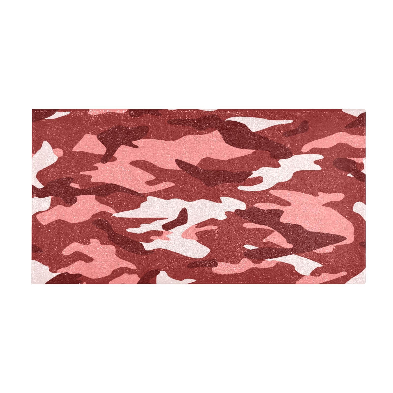 YETTASBIN Red Camo Area Rug, Anti Fatigue Large Floor Mat, Soft Absorbent Washable Plush Carpet with Non-Slip Rubber Back for Entryway, Bedroom, Sink, Kitchen, Bathroom, 39 x 20 Inch