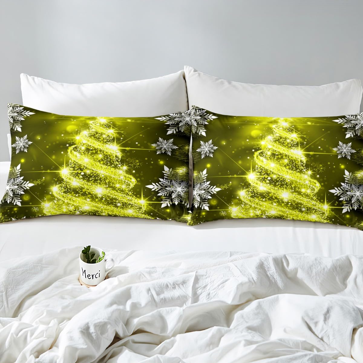 Christmas Tree Bed Sheets Full Size Christmas Themed Fitted Sheet 3 Piece Happy New Year Xmas Bed Set White Snowflake Winter Themed Bedding Set Santa Claus Gifts Bedding