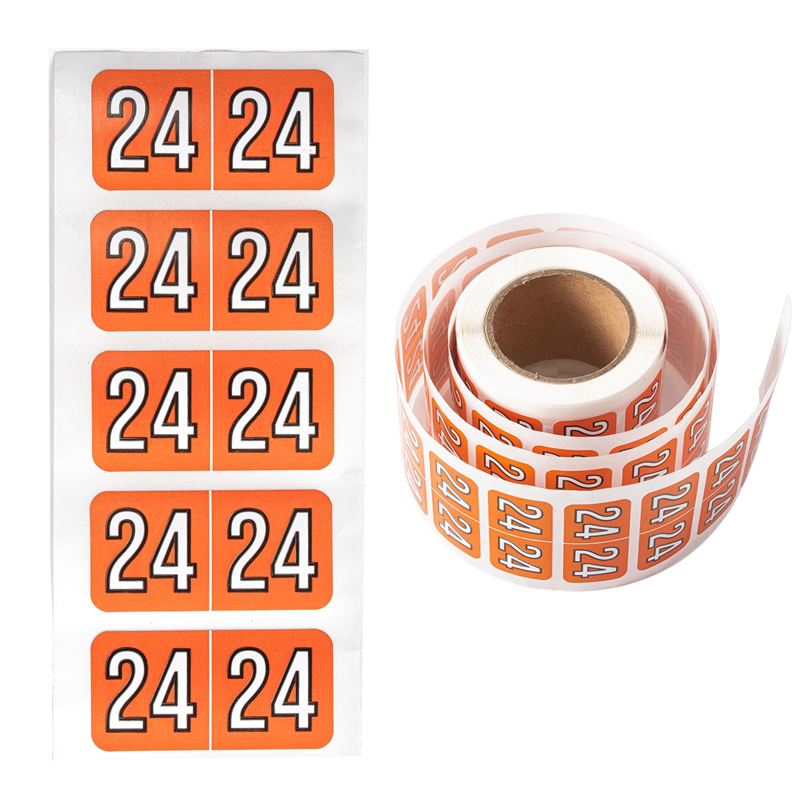 500 Pcs 2024 Year Stickers Year Labels File Folder Rectangle Colored Coding Year Stickers Self Adhesive Year Labels Tab File Folders Office Supplies, 1 Roll (Orange,0.75 x 1.52 Inch)