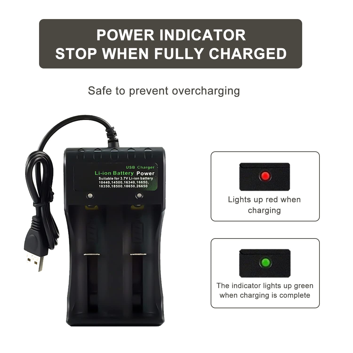 CBJJ 16340 Battery with Charger, 3.7V 16340 Rechargeable Battery 2800mAh High Capacity Batteries with 2 Bays Charger (4 Pack 16340 Batteries and Charger)