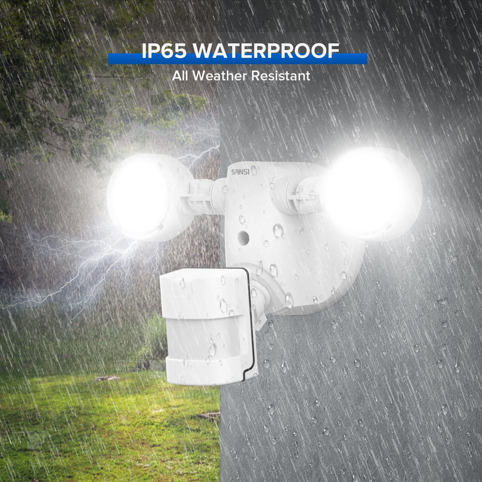SANSI Outdoor Solar Flood Light, 500LM Motion Sensor Flood Light with 2 Working Modes, IP65 Waterproof 5000K Daylight Security Light with 2000mAh Battery 30,000 Hrs Lifespan for Patio Yard Garage