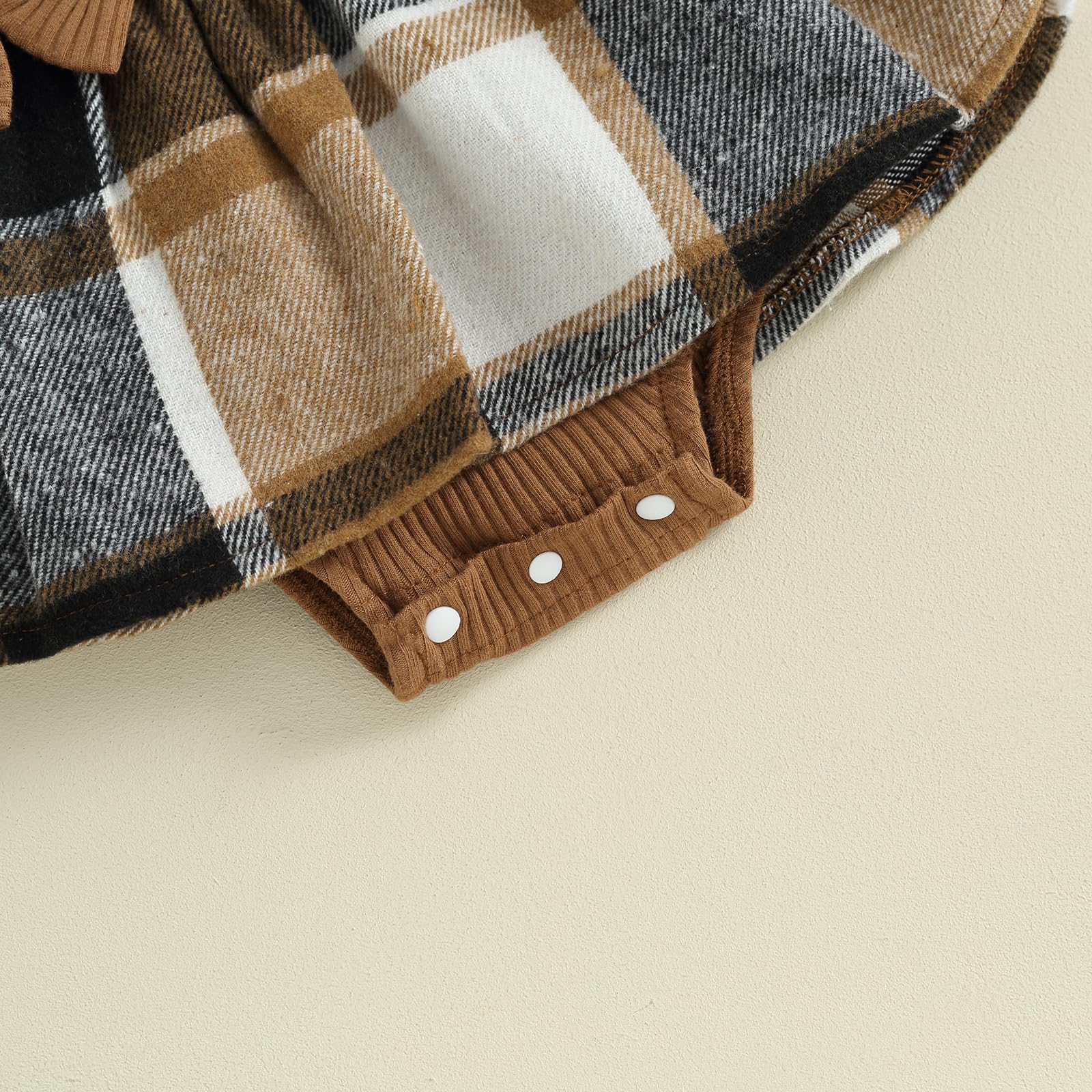 Newborn Baby Girl Fall Winter Outfit Set Plaid Romper Dress Ruffles Long Sleeve Clothes Jumpsuit with Bow Headband (Brown #3, 0-3 Months)