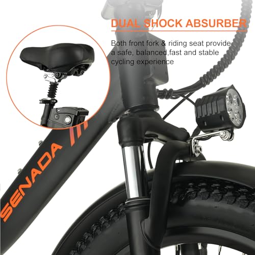 SENADA 20 x 3.0 Fat Tire Folding Electric Bicycle, 750W Peak Foldable Electric Bike 25MPH 62Miles Range, Colorful Display & 7-Speed with Rear Seat Cushion