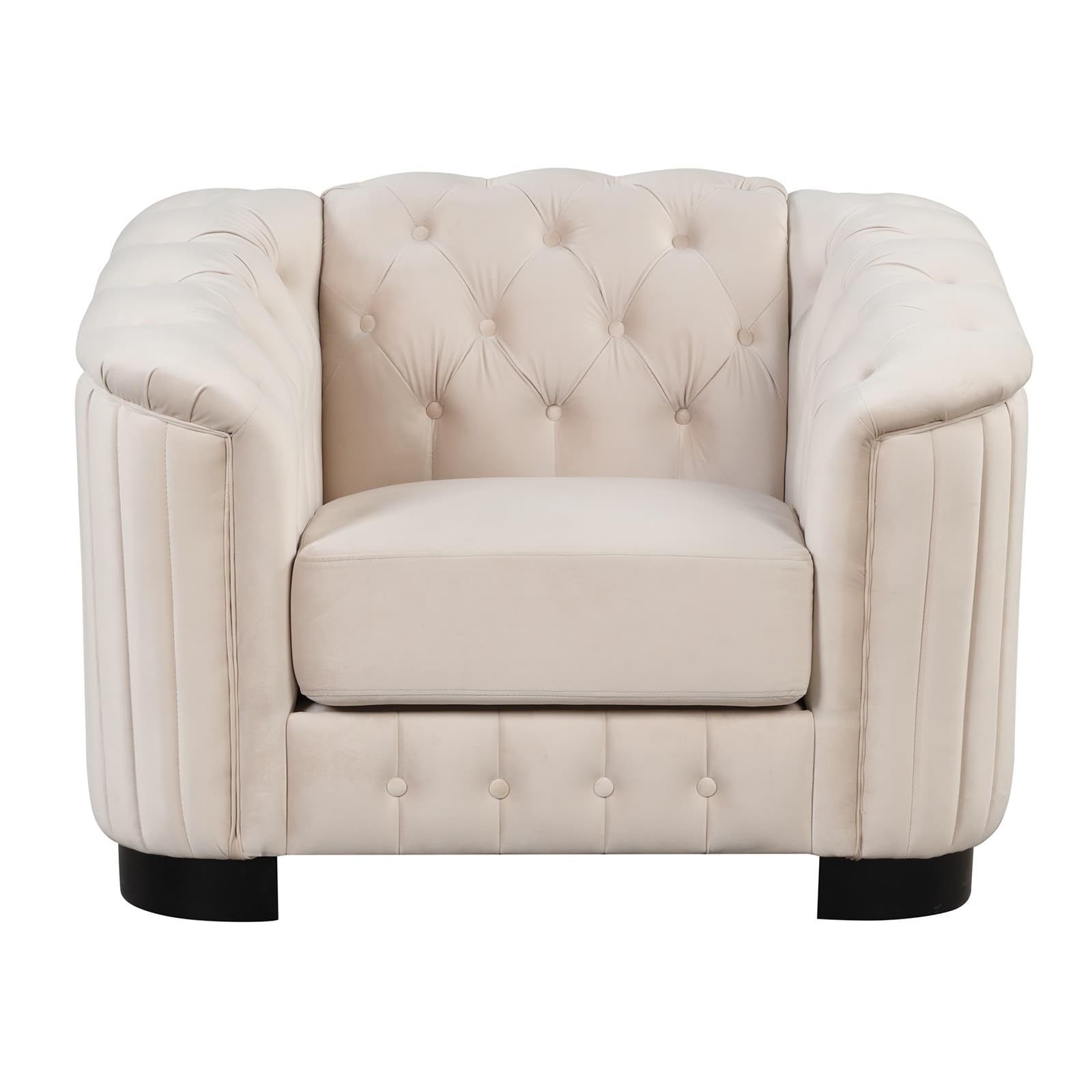 Daesar 41.5" Velvet Upholstered Accent Sofa, Modern Single Sofa Chair with Thick Removable Seat Cushion, Modern Single Couch for Living Room, Bedroom, Or Small Space, Beige