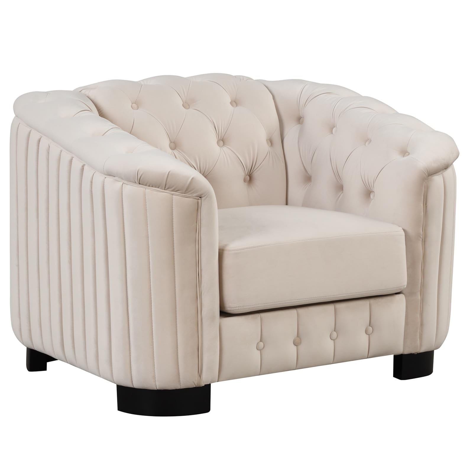 Daesar 41.5" Velvet Upholstered Accent Sofa, Modern Single Sofa Chair with Thick Removable Seat Cushion, Modern Single Couch for Living Room, Bedroom, Or Small Space, Beige