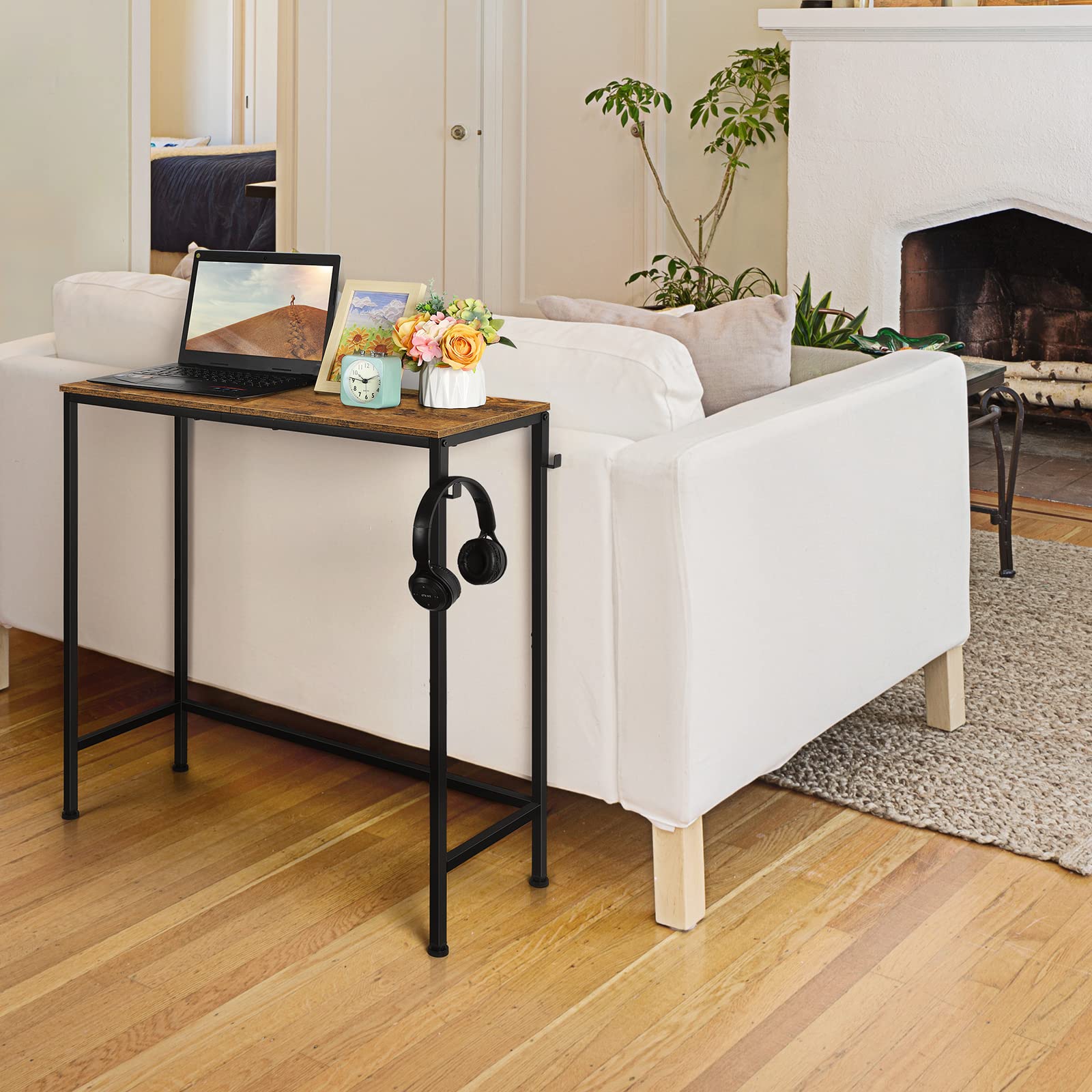 BTY Narrow Console Table Small Entryway Table Industrial + Narrow Console Table with 2 Drawers Small Industrial Entryway Table with Drawers