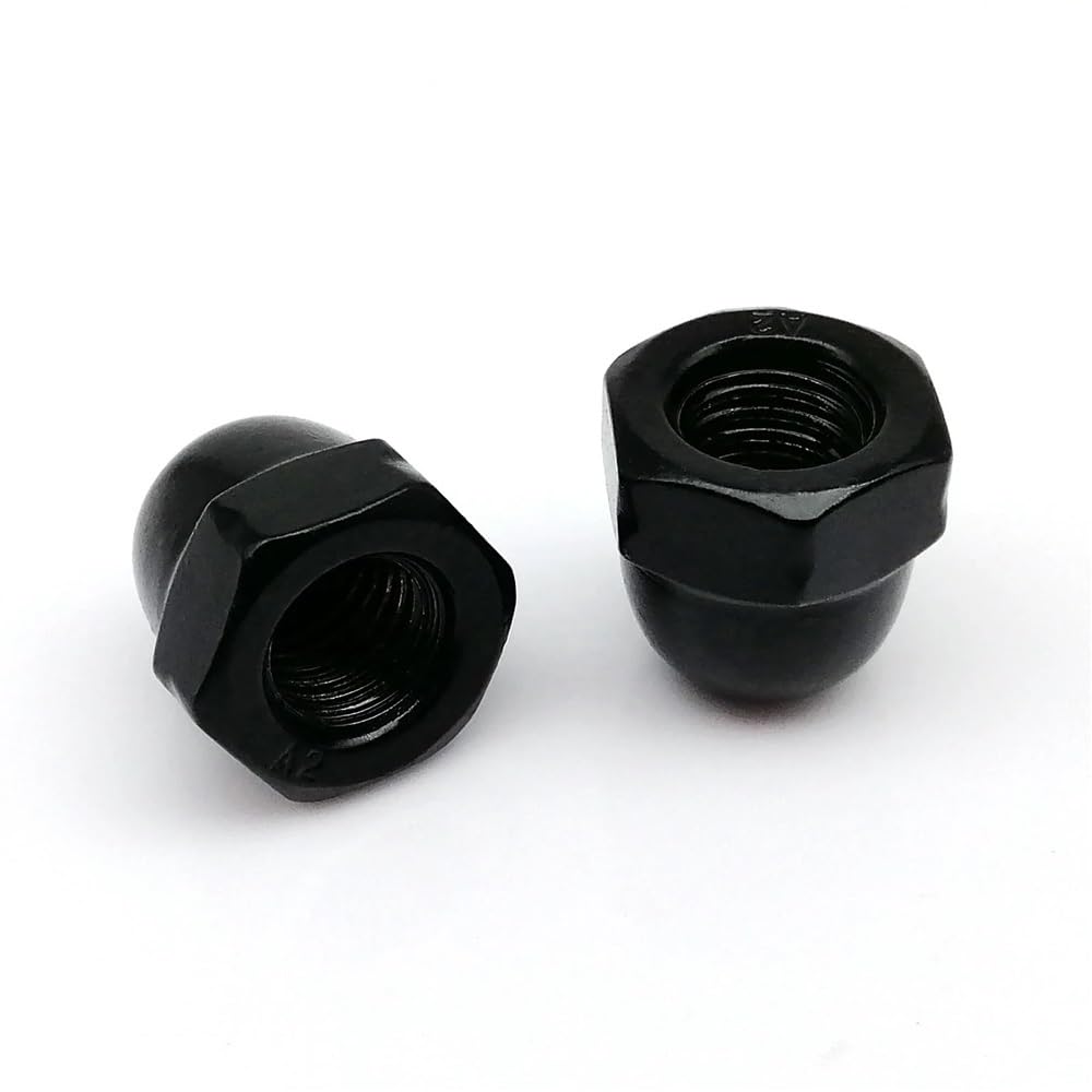 RWRAPS 1/5/10pcs M3 M4 M5 M6 M8 M10 M12 304 Stainless Steel Surface Black Hex Acorn Cap Decorative Cover Semicircle Dome Nut (Size : 10pcs M3)