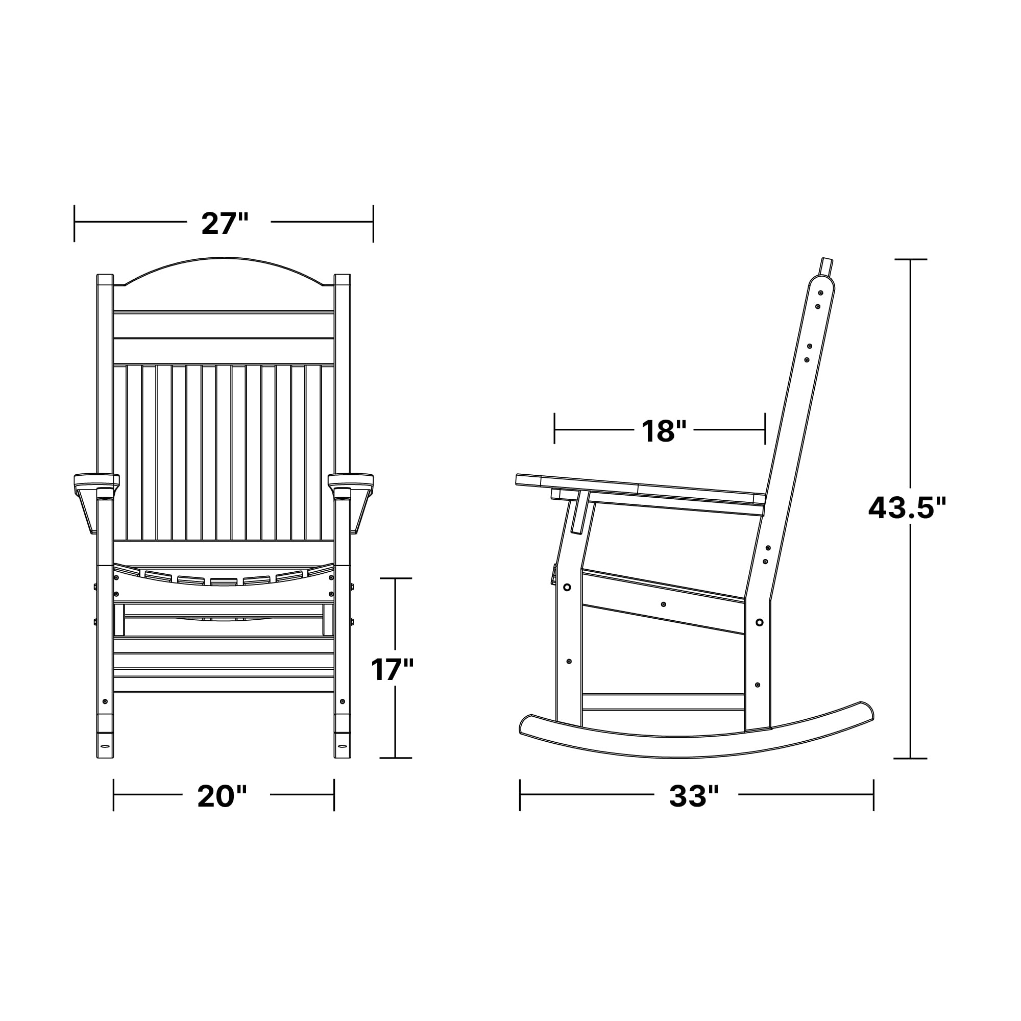 Wildridge Heritage Traditional Rocking Chair, Lemon Yellow - Outdoor Weather Resistant HDPE Rocking Chair for Patio, Deck, Fire Pit