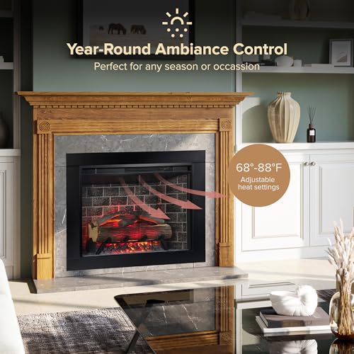Modern Ember Uptown - Smart Home Electric Fireplace Insert + Trim, 28β Electric Heater Heats up to 1,000 sq. ft., Wall Fireplace Electric with Remote Control for Heat Settings and Flame Colors