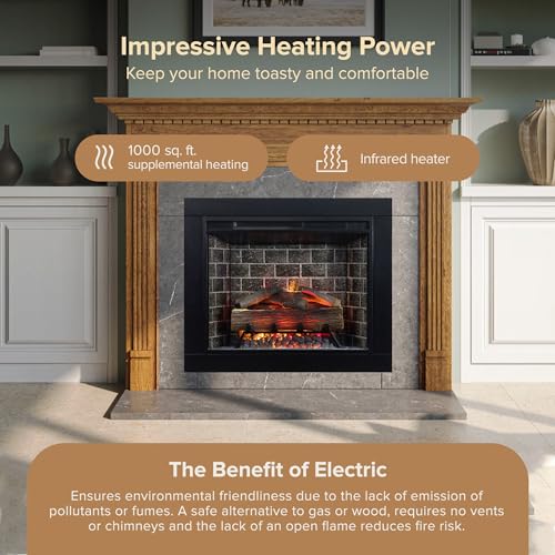 Modern Ember Uptown - Smart Home Electric Fireplace Insert + Trim, 28β Electric Heater Heats up to 1,000 sq. ft., Wall Fireplace Electric with Remote Control for Heat Settings and Flame Colors