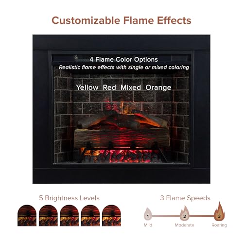 Modern Ember Uptown - Smart Home Electric Fireplace Insert + Trim, 28β Electric Heater Heats up to 1,000 sq. ft., Wall Fireplace Electric with Remote Control for Heat Settings and Flame Colors
